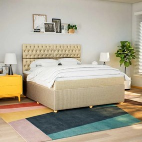 Box spring postel s matrací krémová 180x200 cm textil 3294447