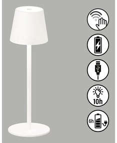 Bílá LED stmívatelná stolní lampa se senzorem pohybu a s kovovým stínidlem (výška 38 cm) Tropea – Fischer &amp; Honsel