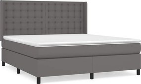 Box spring postel s matrací šedá 160x200 cm umělá kůže 3132511