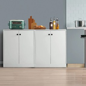 Costway Příborník moderní úložná skříň s 2 dvířky moderní úložná s 3 policemi