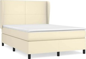 Box spring postel s matrací krémová 140x190 cm umělá kůže 3128909