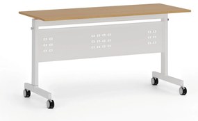 Mobilní stůl PRIMO MOBI, 140x60 cm, bílá podnož, buk