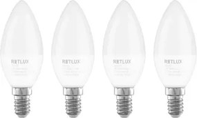 RETLUX REL 35 LED C37 4x5W E14 / 430 lm / 3000K - teplá bílá / 4ks