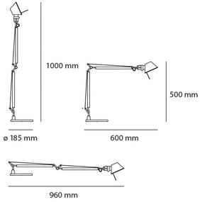 Artemide A0151W00+A003900 Tolomeo Midi Tavolo LED, designová stolní lampa, 9W LED 2700K, hliník, 100cm