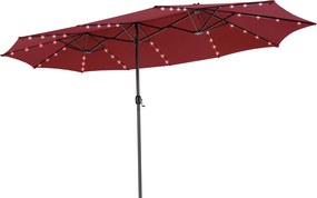 Costway 470 cm velký dvojitý deštník na terasu s 48 solárními LED světly