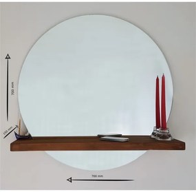 Nástěnné zrcadlo s policí SUNSET 70x70 cm borovice