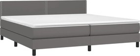 Box spring postel s matrací šedá 200x200 cm umělá kůže 3141087