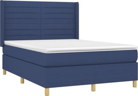 Box spring postel s matrací a LED modrá 140x200 cm textil 3138963