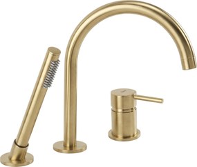 Rea Lungo, 3-otvorová vanová baterie s ruční sprchou, 275 mm, zlatá matná, REA-B2259