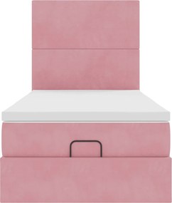 Osmanský rám postele s matracemi růžová 100x200cm samet 3313384