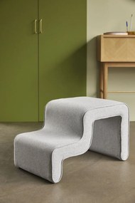 Hübsch Látkový taburet Wave Pouf Grey, šedá barva, textil