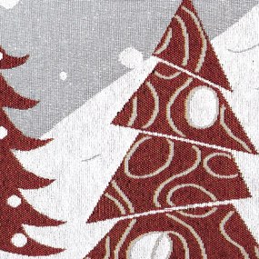 SCANquilt povlak MOTIV stromy a vločky bíločervená 45 x 45 cm
