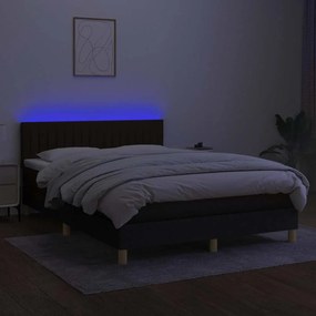 Box spring postel s matrací a LED černá 140x200 cm textil 3133879