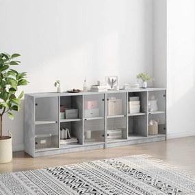 Knihovna s dvířky betonově šedá 204x37x75 cm kompozitní dřevo 3206534