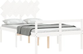 Postel s čelem pro seniory bílý Double masivní dřevo 3195522