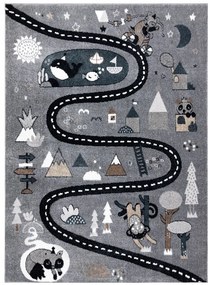 Dywany Łuszczów, Dětský kusový koberec Fun Route Street animals grey, 120x170, šedá, dětský pokoj