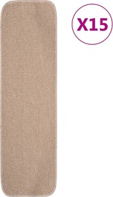 Nášlapy na schody 15 ks 75 x 20 cm béžové protiskluzové 340403