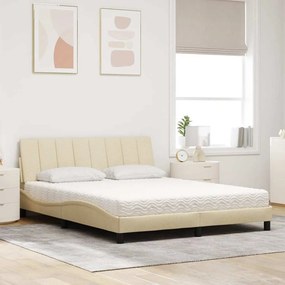 Postel s matrací Hanko krémová 160 x 200 cm textil 3310543