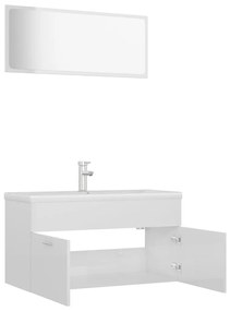 Set koupelnového nábytku - s umyvadlem a baterií - 91 cm - dřevotříska | bílý s vysokým leskem