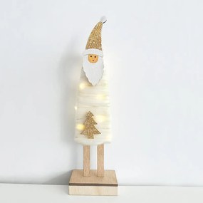 ACA DECOR Vánoční dřevěný LED Santa s vlnou