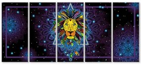 Malvis ® Pětidílný obraz Lví mandala Velikost: 200x90 cm