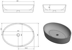 SAPHO PERA keramické umyvadlo na desku, 62,5x42 cm, bílá AR457