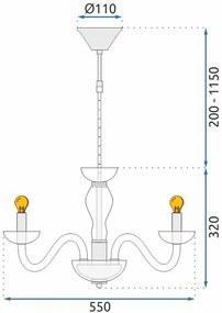 Toolight Závěsná stropní svítilna APP1081-6CP