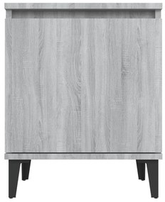 Noční stolek s kovovými nohami šedý sonoma 40 x 30 x 50 cm - Default Title