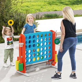 Costway 4 v 1 Čtyři v řadě s kroužkem a basketbalovým košem a golfovou hrou