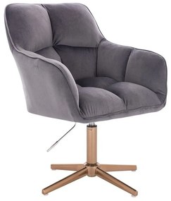 LuxuryForm DESIGN Otočné křeslo AMALFI VELUR na zlatém kříži - tmavě šedé