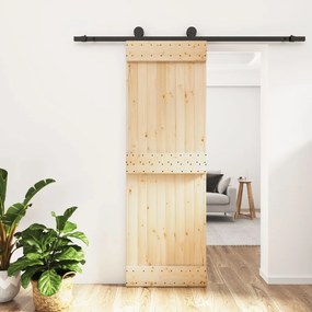 Posuvné dveře s kováním 70 x 210 cm masivní borové dřevo,  3203064