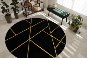 Dywany Łuszczów, Kusový koberec Emerald geometric 1012 black and gold kruh, 120x120 (průměr) kruh, černá, chodba / předsíň