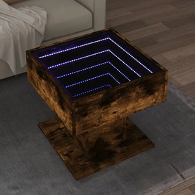 Konferenční stolek s LED kouřový dub 50 x 50 x 45 cm kompozit