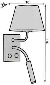 Eltap Moderní nástěnná lampička Vespillo 2A, 18x26x38cm bílá/zlatá