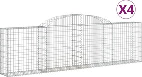 Klenuté gabionové koše 4 ks 300x30x80/100 cm pozinkované železo 3146505