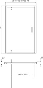 Novoterm Jednokřídlé otevíravé sprchové dveře NV-Solid DSPA CHR 70, chrom/transparent - bez vaničky