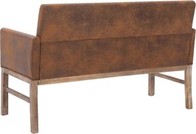 Lavice s područkami 140 cm hnědá umělá semišová kůže 281338
