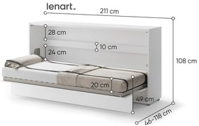 Casarredo Výklopná postel 90 REBECCA bílá lesk/bílá mat