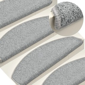 Schodové rohože 15 ks 65 x 24 x 4 cm světle šedé, půlkulaté, velké 322371