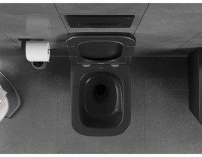 Mexen Teo, závěsná WC mísa 510x345x340 mm, Rimless Tornádo + WC sedátko z duroplastu, černá matná, 30850685T