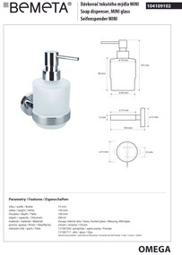 Bemeta Design OMEGA: Dávkovač mýdla, 200 ml -