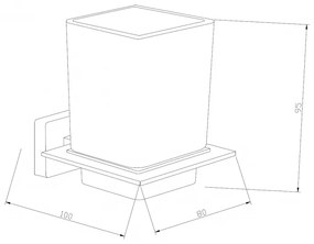 Závěsný hranatý držák kartáčků MEXEN ARNO - kov/sklo - černý matný, 7020738-70