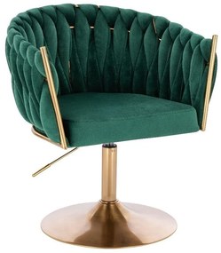 LuxuryForm DESIGN Otočná židle NORDEN VELUR na zlatém talíři - zelená