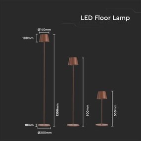 LED Stmívatelná nabíjecí stojací lampa 3v1 LED/4W/5V 4400 mAh 3000K IP54 hnědá