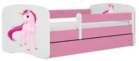 Kocot Kids Dětská postel JEDNOROŽEC růžová Velikost postele: 140x70, Matrace: S matrací, Šuplík: Bez šuplíku