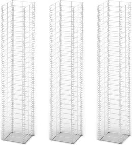 Sada gabionů 3 ks pozinkovaný drát 25 x 25 x 150 cm 141046