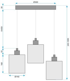 Toolight Závěsné osvětlení v Boho stylu APP1820-3CPR černé