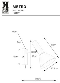 Markslöjd 108689 - Nástěnná lampa METRO 1xE27/40W/230V bílá
