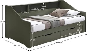 Rozkládací postel, šedozelená, MONETA Kondela 0000416684