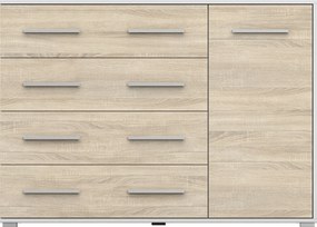IDZ Komoda FRIDA 02 1D4S, 135 cm Dub Sonoma / Bílá